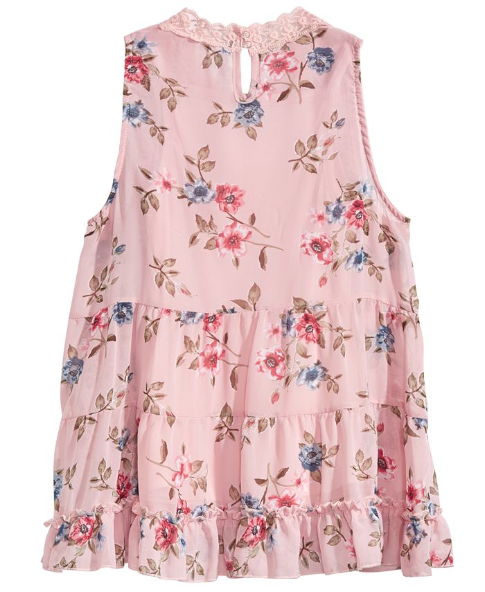 Beautees Floral-Print Ruffle Tank-Top, Big Girls - Macy's