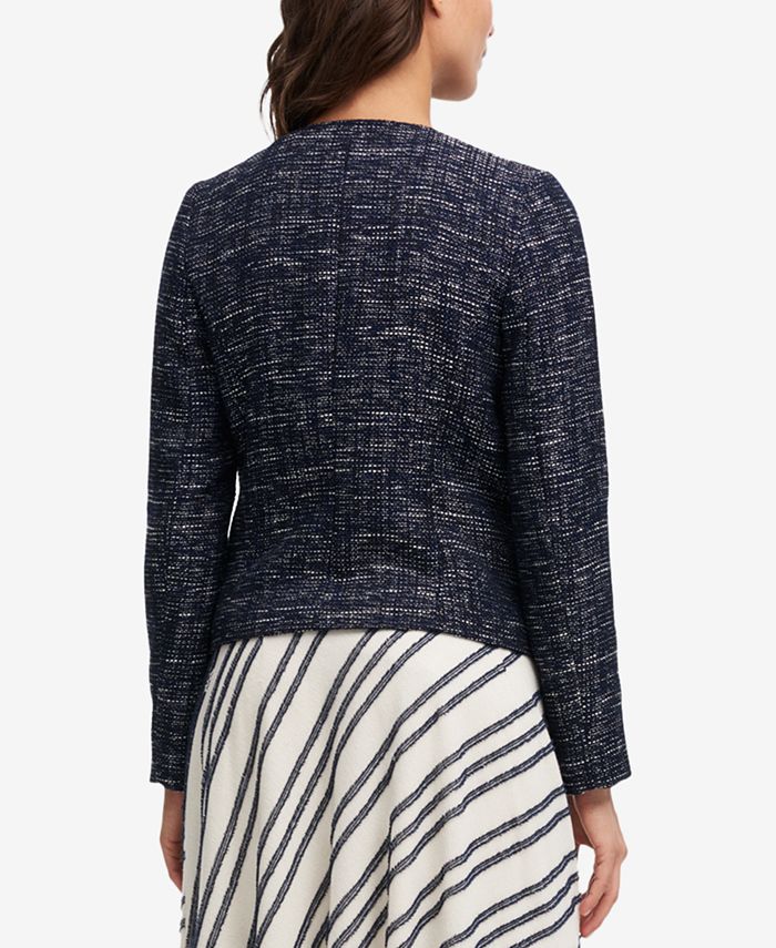 DKNY Collarless Tweed Jacket - Macy's