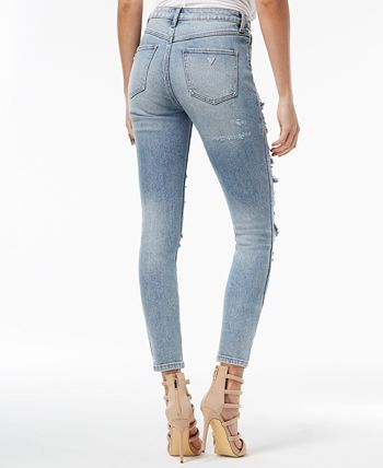GUESS 1981 Ripped Embellished Skinny Jeans - Macy's
