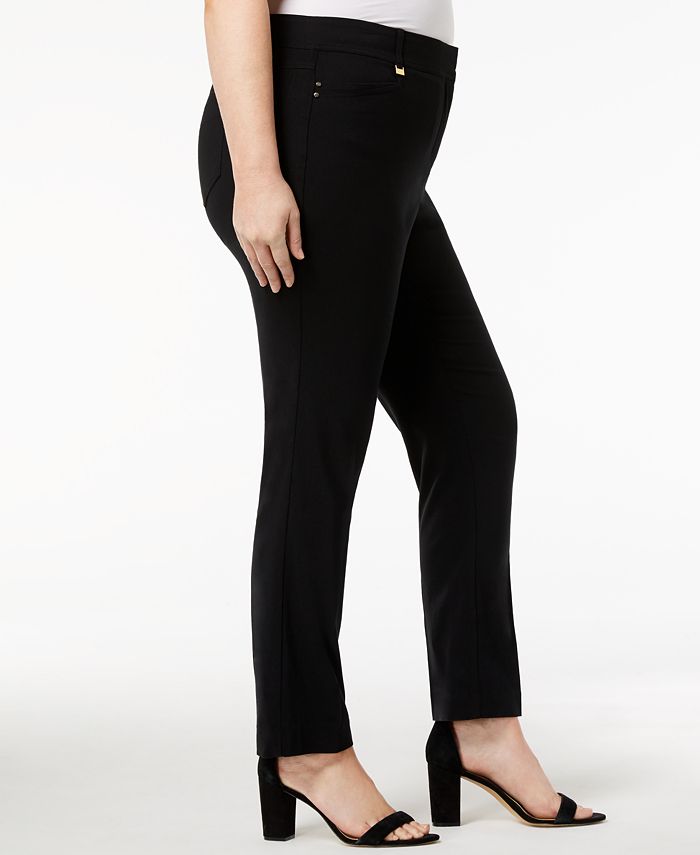 JM Collection Plus & Petite Plus Size Tummy Control Curvy-Fit Pants ...