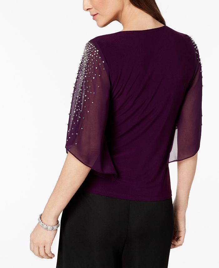 MSK Petite Embellished Chiffon Top - Macy's