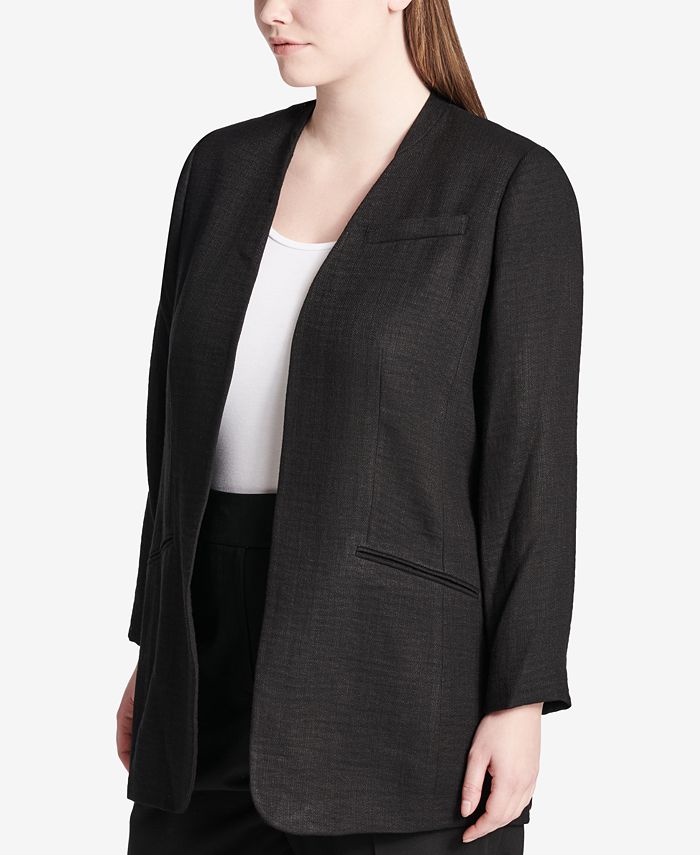Calvin Klein Plus Size Open-Front Topper Jacket - Macy's