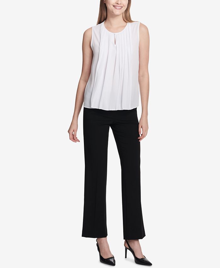 Calvin Klein Pleated Chiffon Top - Macy's