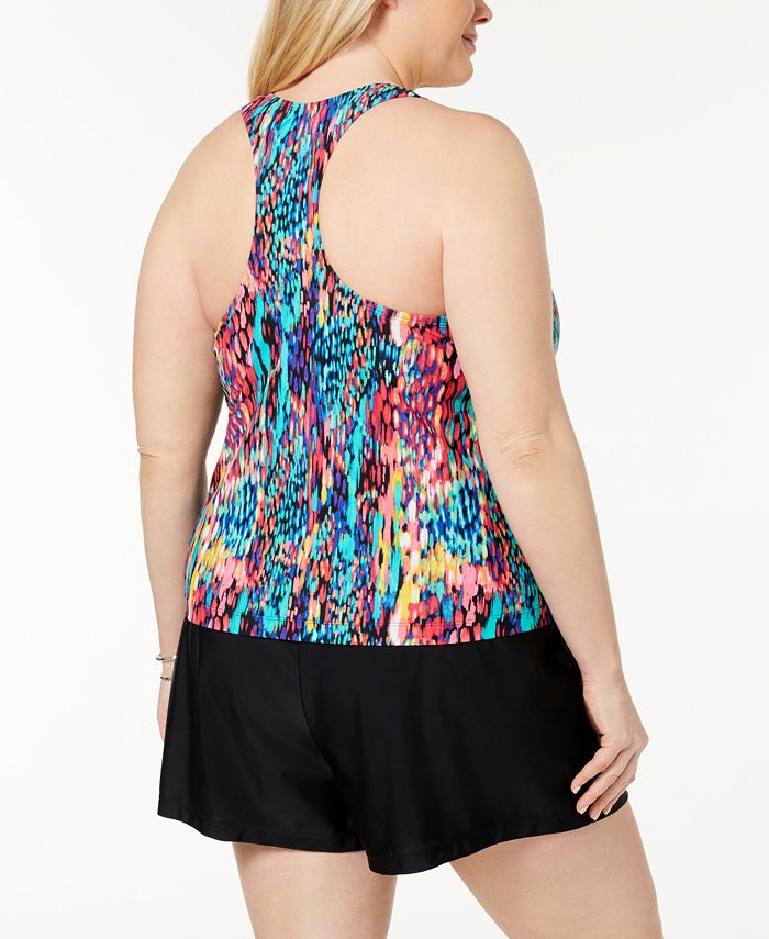 GO by Gossip Plus Size Spotlight Racerback Tankini Top, Created for ...