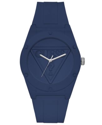 Guess Iconic Logo Light Blue Silicone Strap Watch 42mm - Macy's
