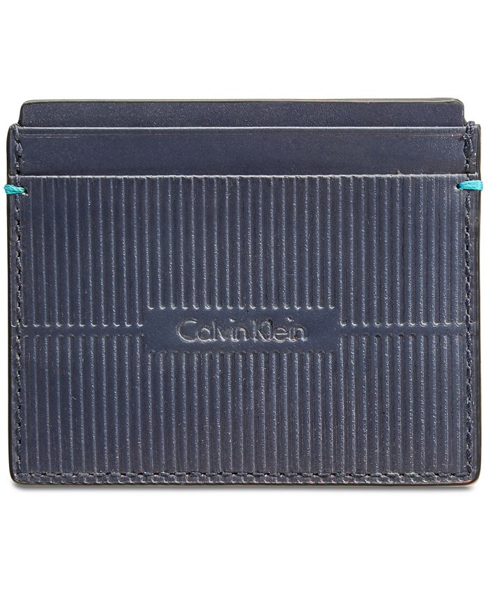 Calvin Klein Men's Grooved Leather Card Case - Macy's