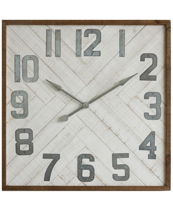 3R Studio Square Wood & Metal Wall Clock - Macy's