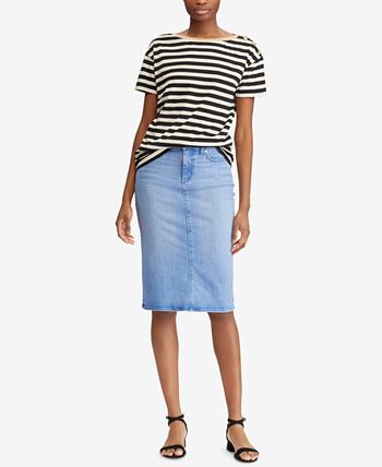 Lauren Ralph Lauren Denim Pencil Skirt - Macy's