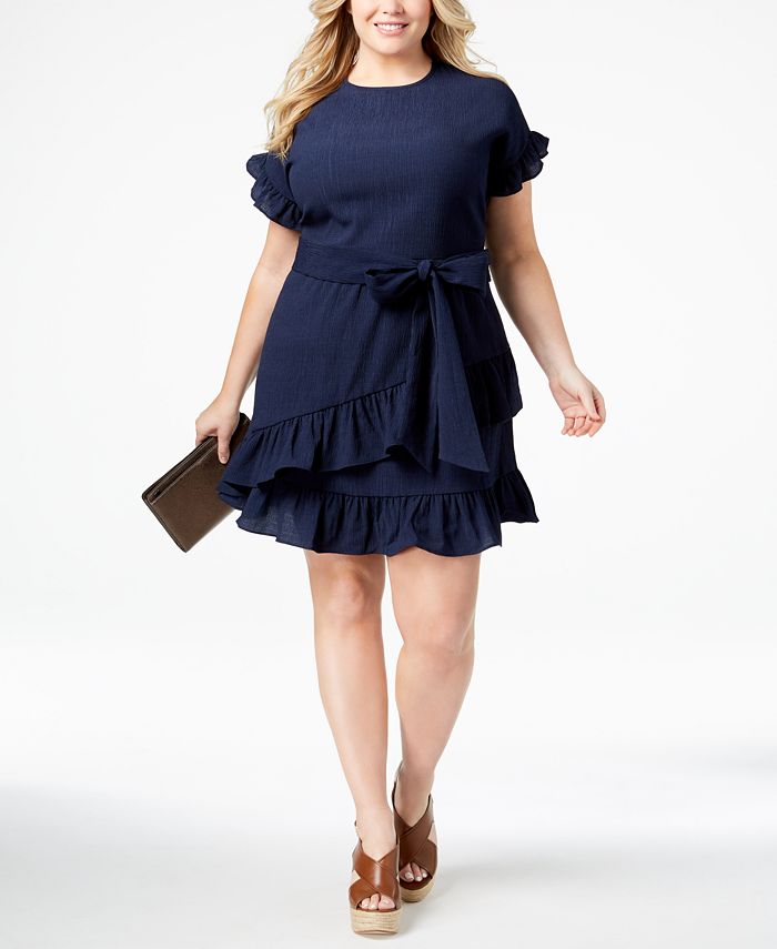 Michael Kors Plus Size Ruffled Wrap Dress - Macy's