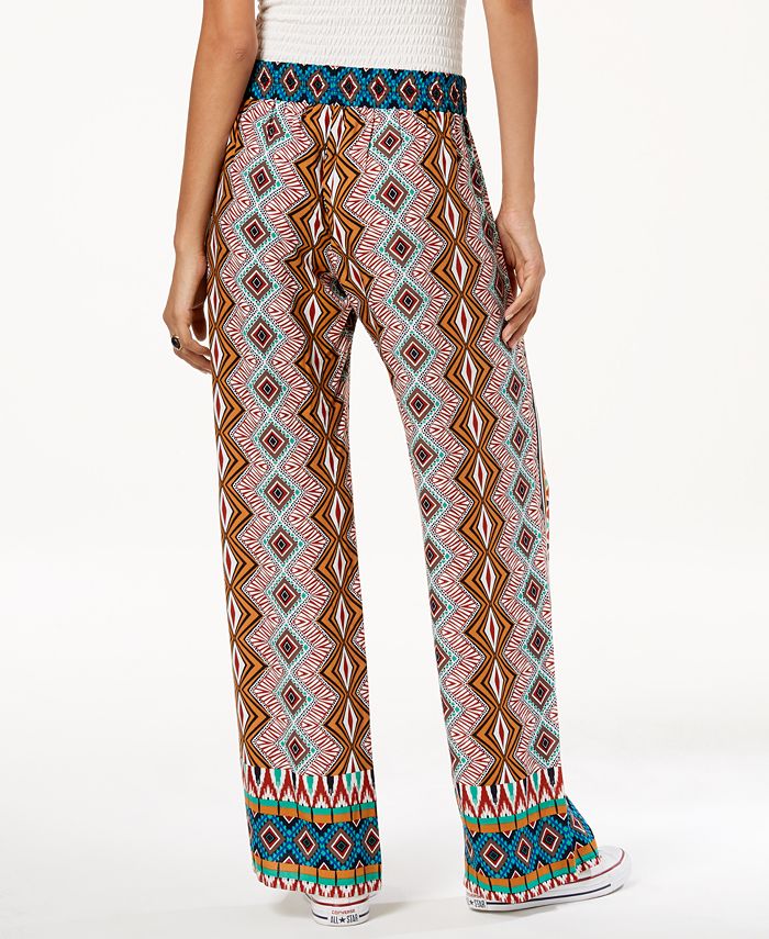 Be Bop Juniors' Printed Wide-Leg Pants - Macy's
