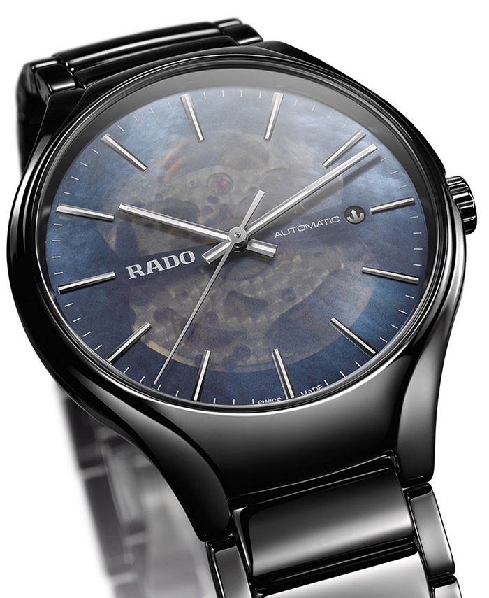 Rado Men's Swiss Automatic True Black Ceramic Bracelet Watch 40mm ...