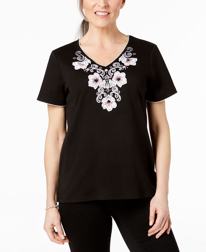 Alfred Dunner Petite Appliqué Embroidered Top - Macy's