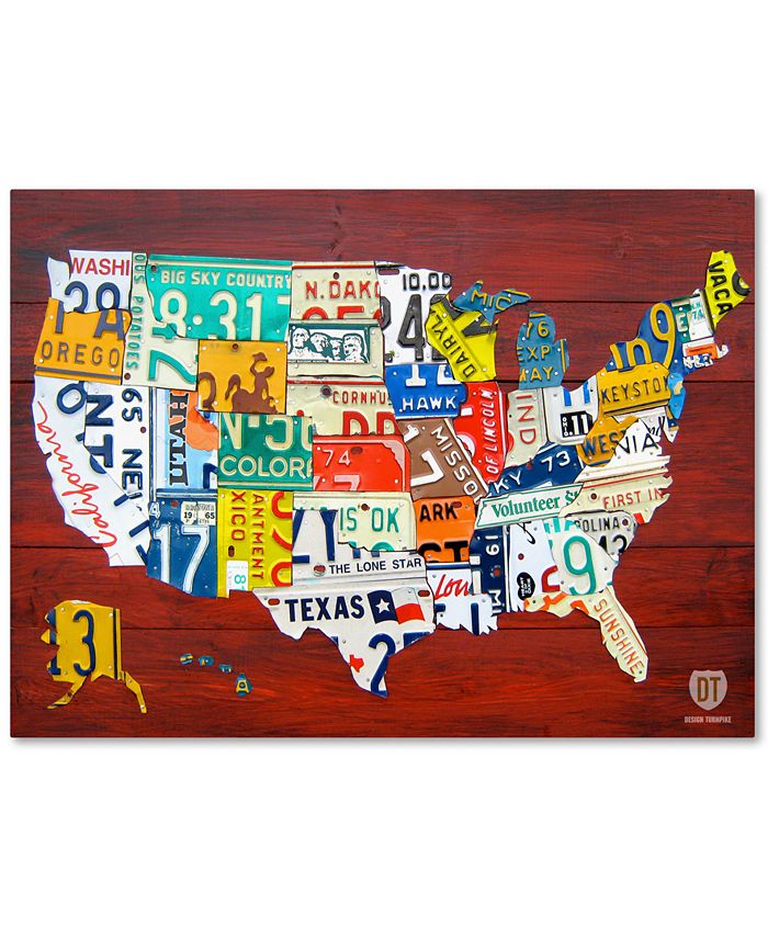 Trademark Global Design Turnpike 'License Plate Map USA' Canvas Art ...