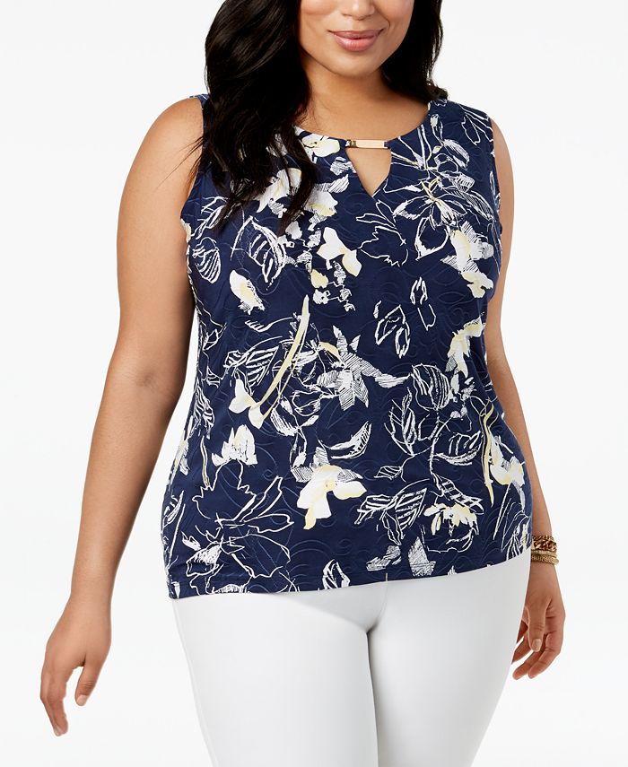 JM Collection Plus Size Printed Top, Created for Macy's - Macy's