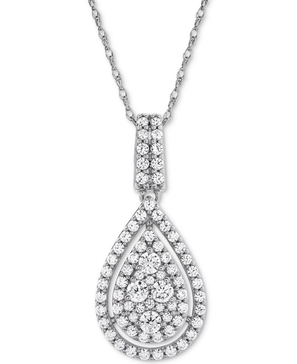 Click here for Diamond Pave Teardrop 18 Pendant Necklace (1 ct. t... prices