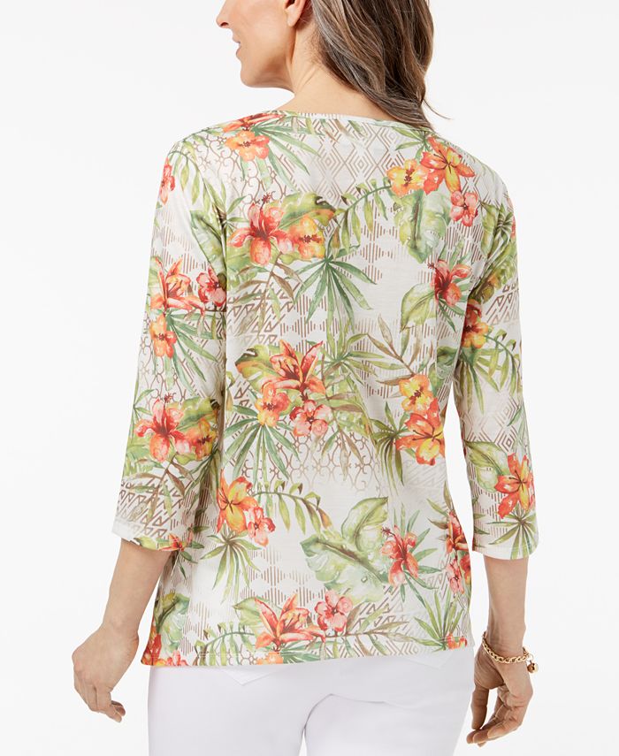 Alfred Dunner Floral-Print Top - Macy's