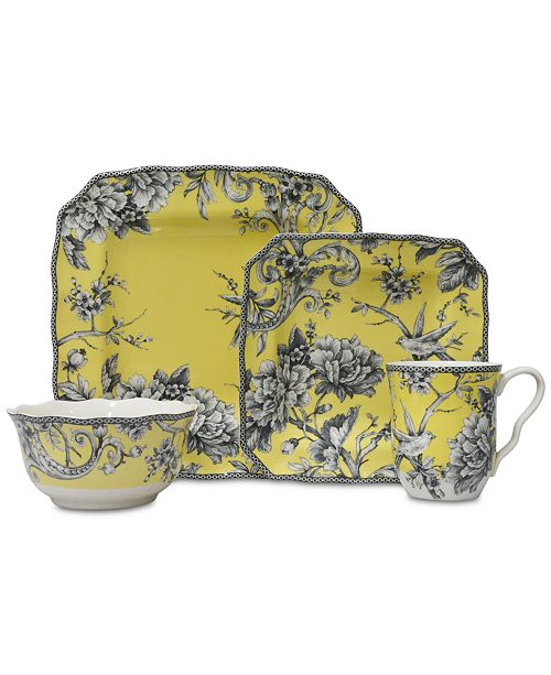 222 Fifth Adelaide Yellow 16-Pc. Dinnerware Set, Service for 4 ...