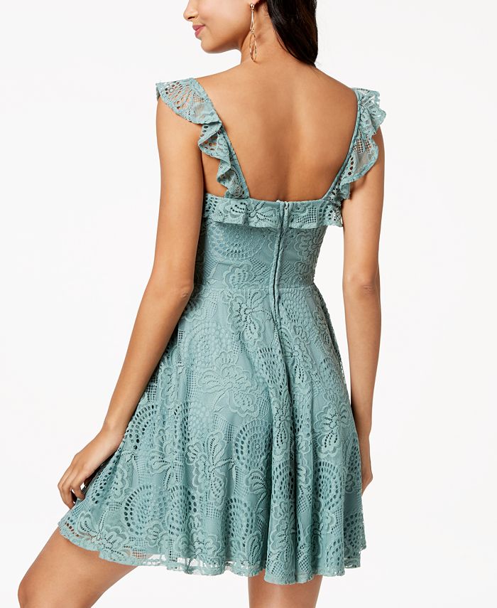 City Studios Juniors' Ruffled Lace Fit & Flare Dress - Macy's