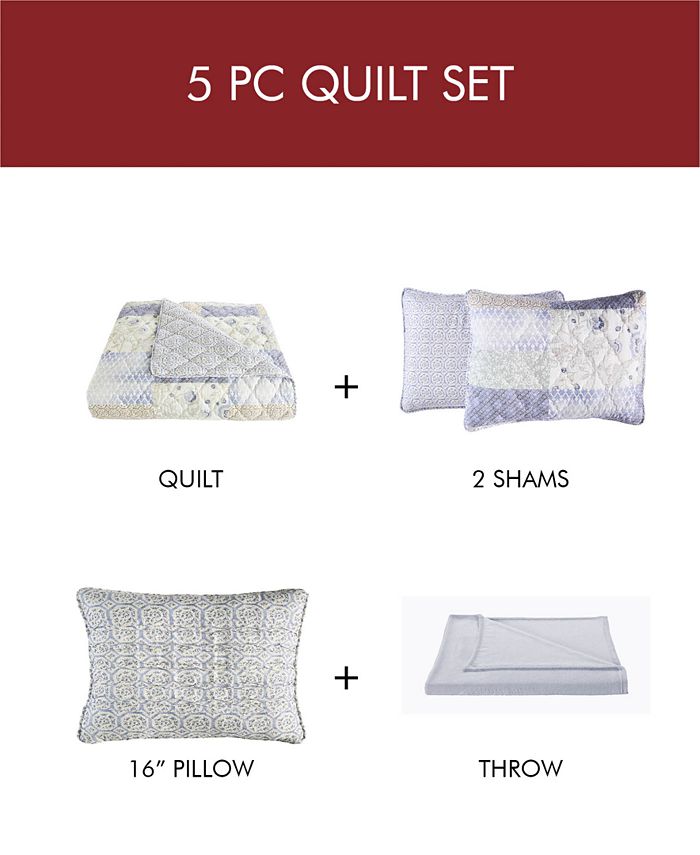 Sunham Josie 5-Pc. Reversible Full/Queen Quilt Set - Macy's