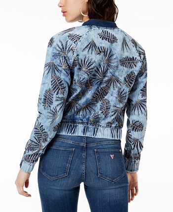 GUESS Cotton Embroidered Bomber Jacket - Macy's