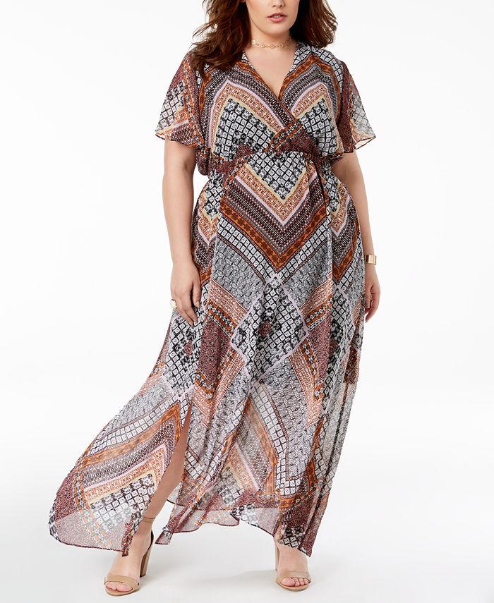 INC International Concepts I.N.C. Plus Size Printed Maxi Dress, Created ...