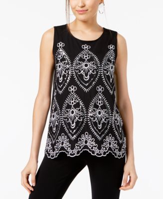 Alfani Embroidered Sequin-Embellished Top, Created for Macy's - Macy's