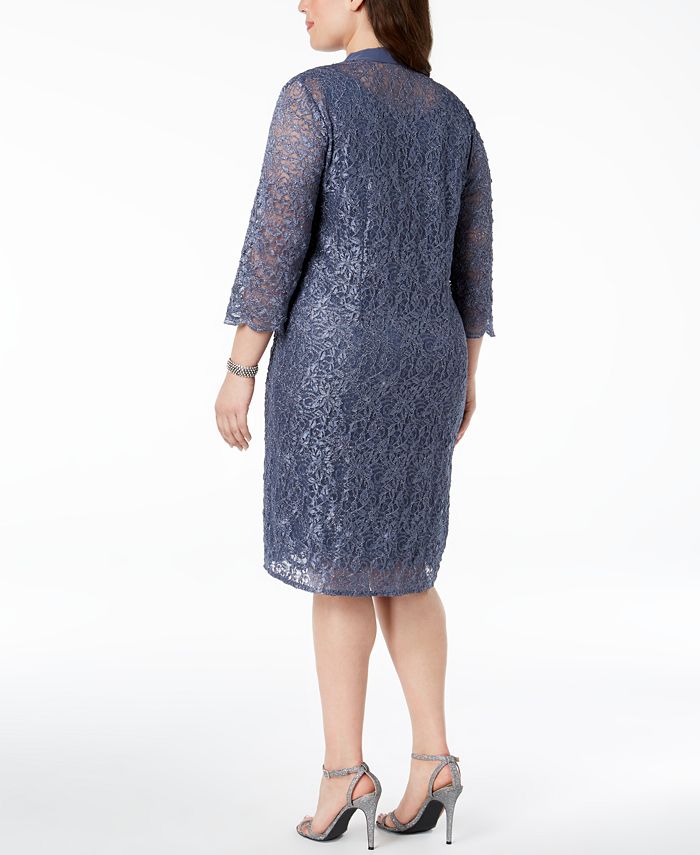 Alex Evenings Plus Size Glitter Lace Dress & Duster Jacket - Macy's
