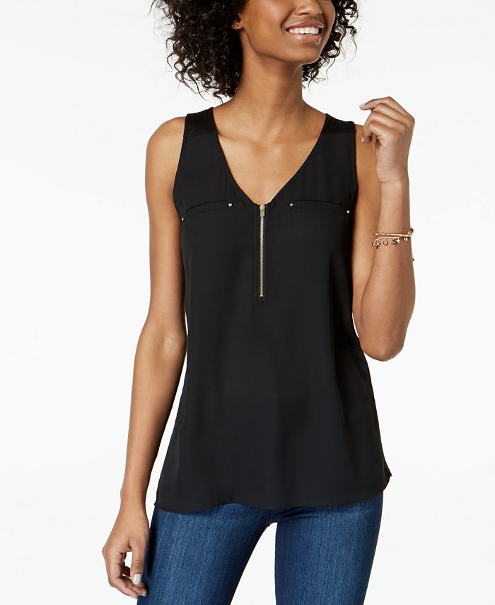 BCX Juniors' Zip-Front Tank Top - Macy's