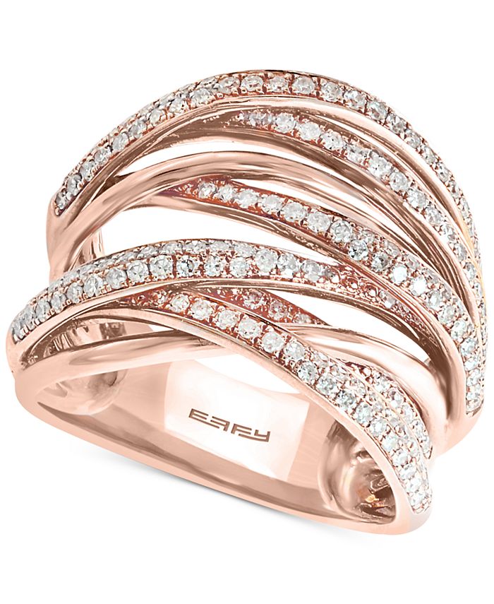 EFFY Collection EFFY® Diamond Pavé Crisscross Multi-Row Statement Ring ...