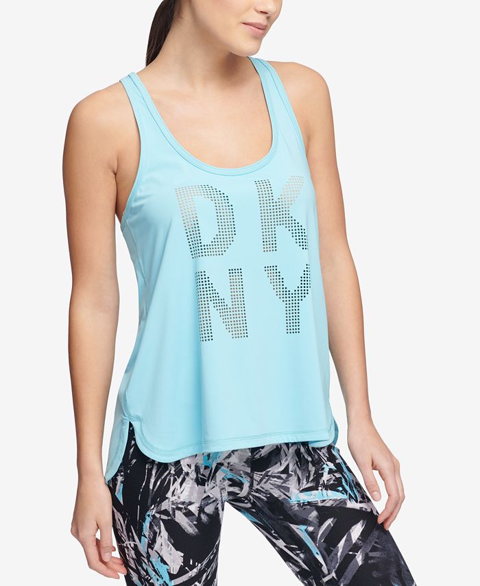 DKNY Sport Perforated-Logo Racerback Tank Top, Created for Macy's - Macy's