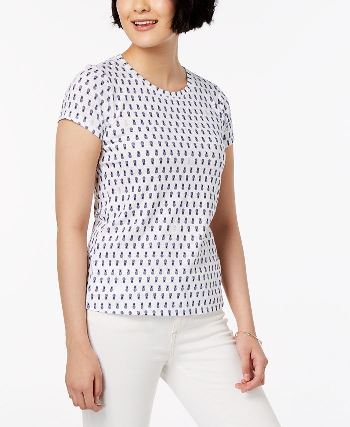 Maison Jules Pineapple-Print Crew-Neck T-Shirt, Created for Macy's - Macy's