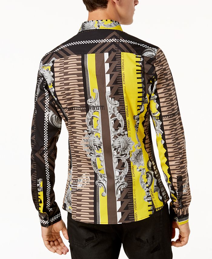 Versace Men's Striped Logo-Print Shirt - Macy's