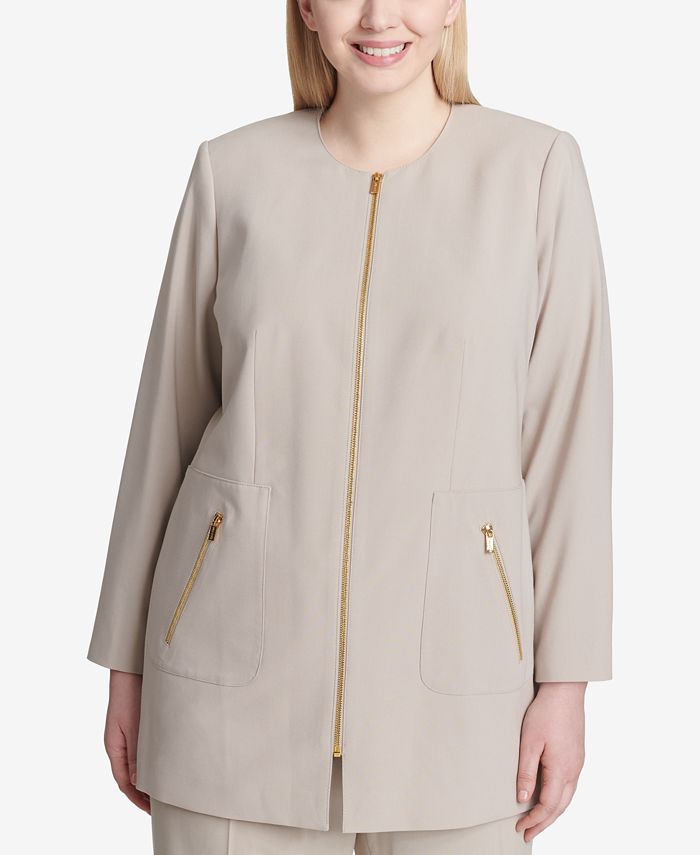 Calvin Klein Plus Size Topper Jacket & Reviews - Jackets & Blazers ...