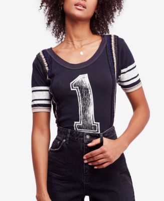 Free People First Place Cotton Crochet-Trim T-Shirt - Macy's