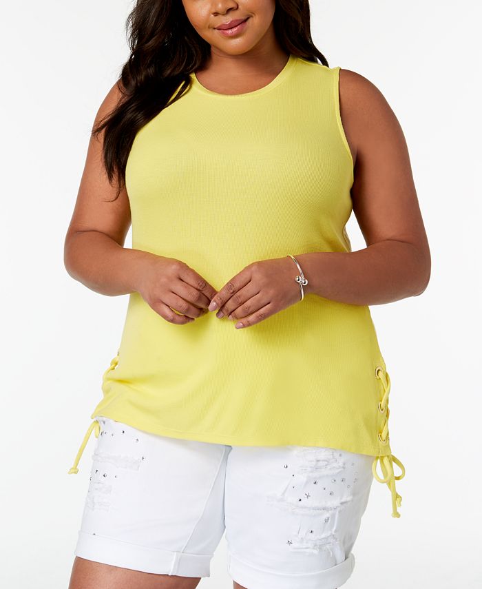 Inc International Concepts I N C Plus Size Lace Up Tank Top Created