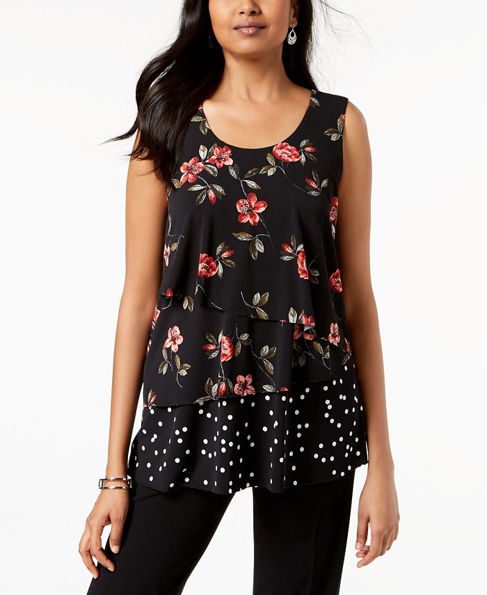 Alfani Printed Layered Sleeveless Top, Created for Macy's - Macy's