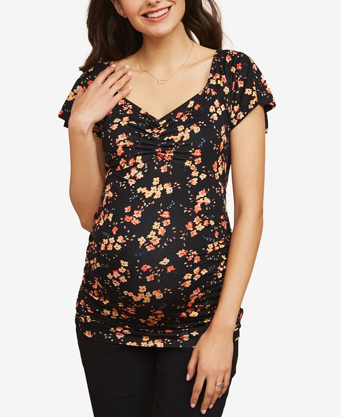 Motherhood Maternity Floral-Print Top - Macy's