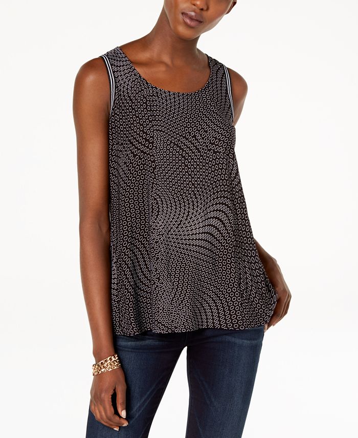 INC International Concepts I.N.C. Mixed-Print Split-Back Top, Created ...