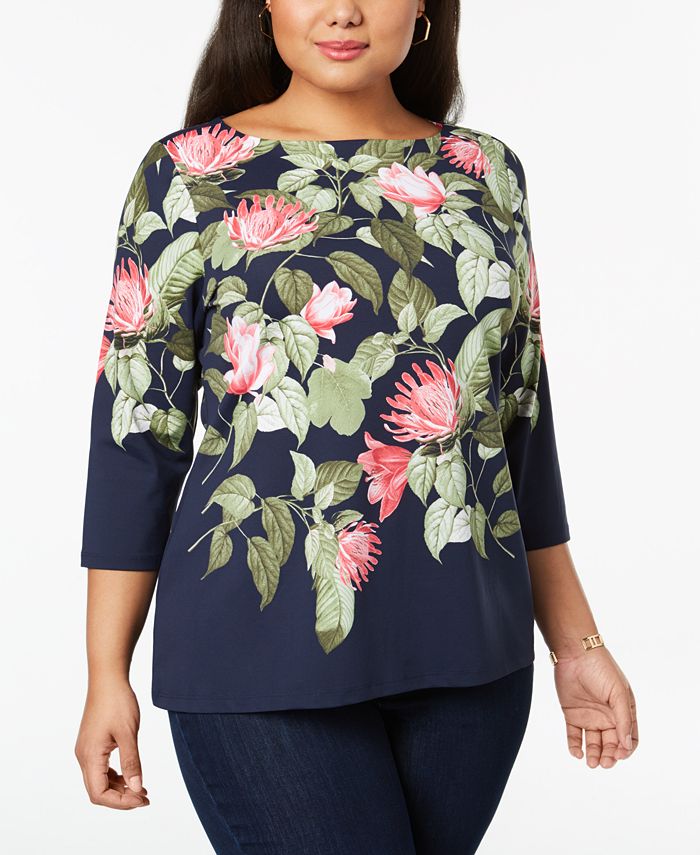 Charter Club Plus Size Floral-Print Top, Created for Macy's - Macy's Charter Club Plus Size Floral-Print Top, Created for Macy's - Macy's