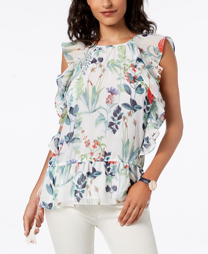 Tommy Hilfiger Printed Ruffled Top, Created for Macy's - Macy's
