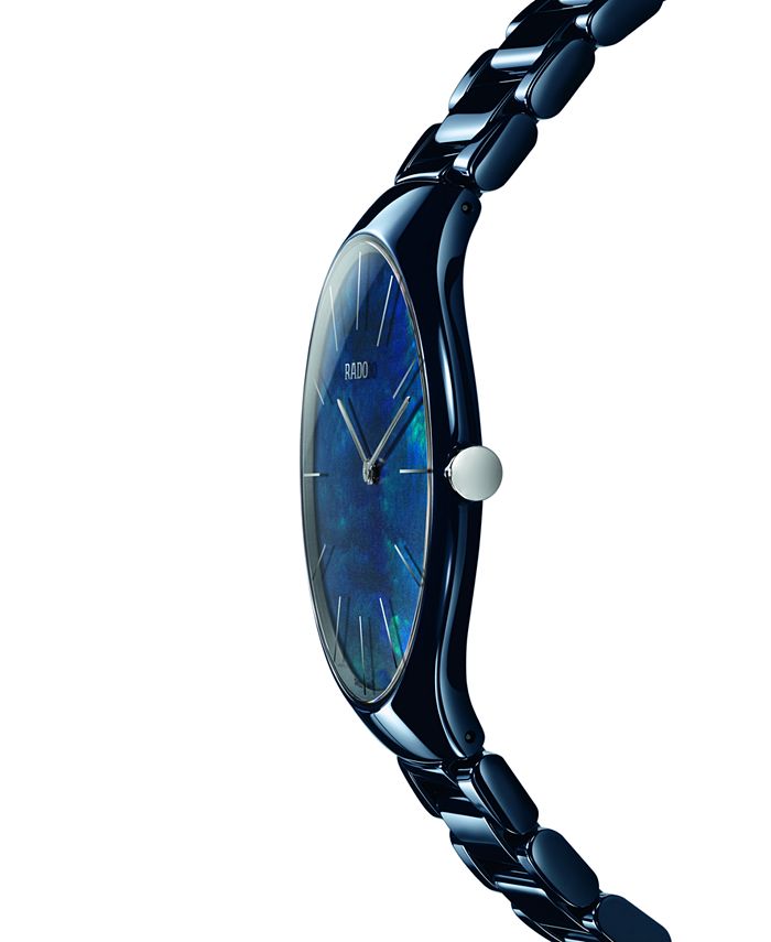 Rado Women's Swiss True Thinline Blue High-tech Ceramic Bracelet Watch ...