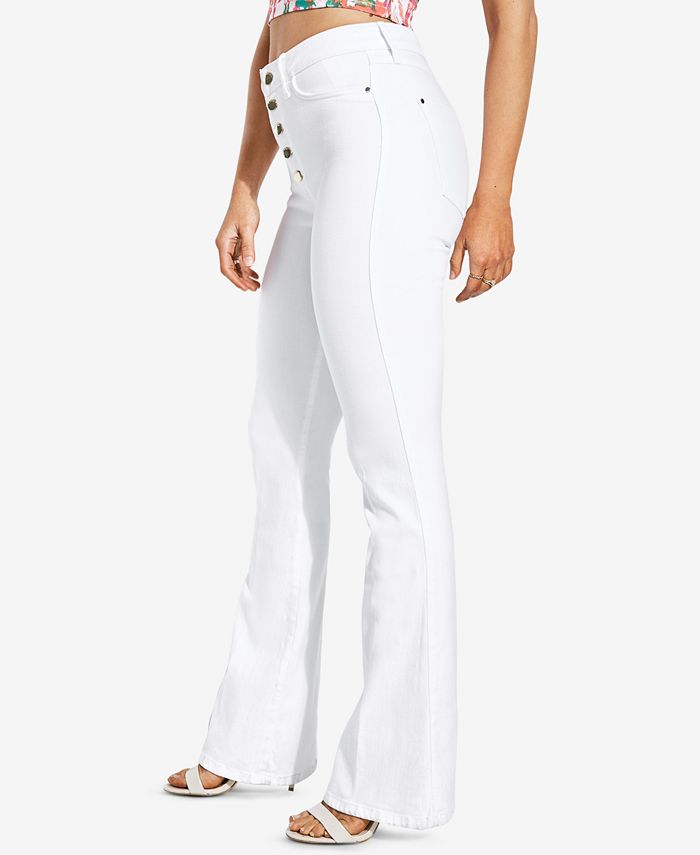 GUESS Gilded White 1981 Flared Button-Fly Jeans - Macy's