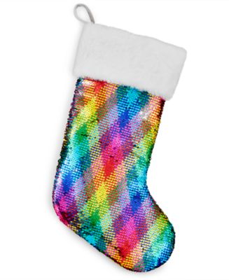 Holiday Lane Rainbow Sequin Stocking, Created for Macy's - Macy's