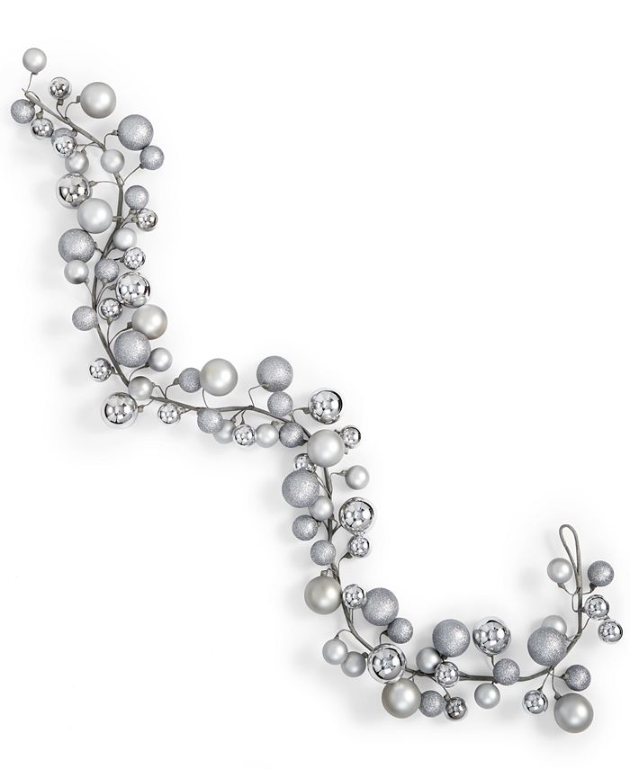 Holiday Lane Silver Ball Tree Garland, Created for Macy's - Macy's