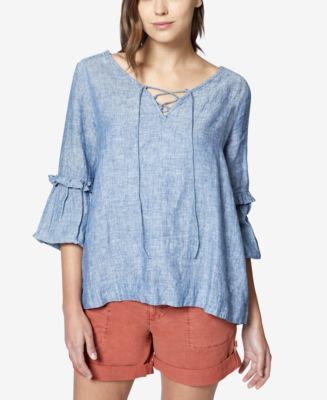 Sanctuary Lila Cotton Ruffled Lace-Up Top - Macy's