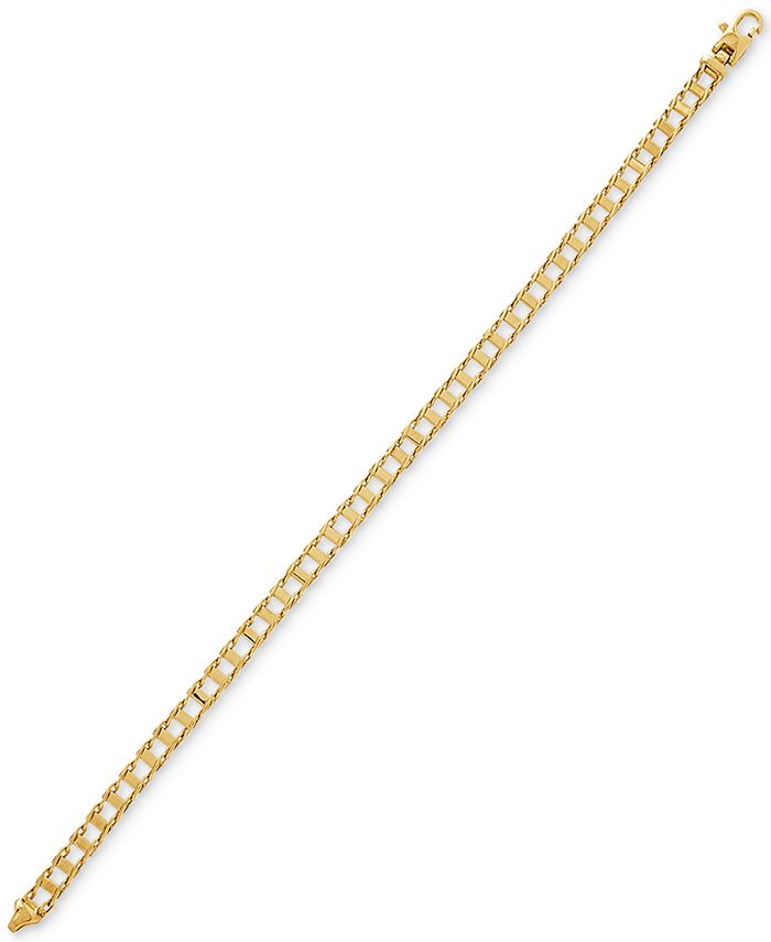 Italian Gold Polished Railroad Link Chain Bracelet in 14k Gold - Macy's