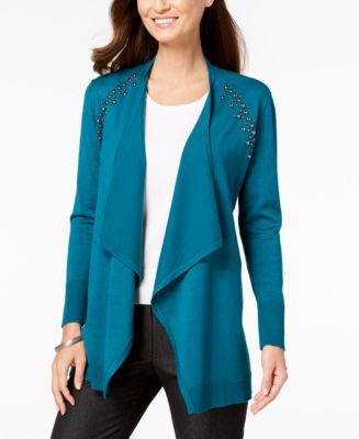 JM Collection Petite Embellished Open-Front Cardigan, Created for Macy ...