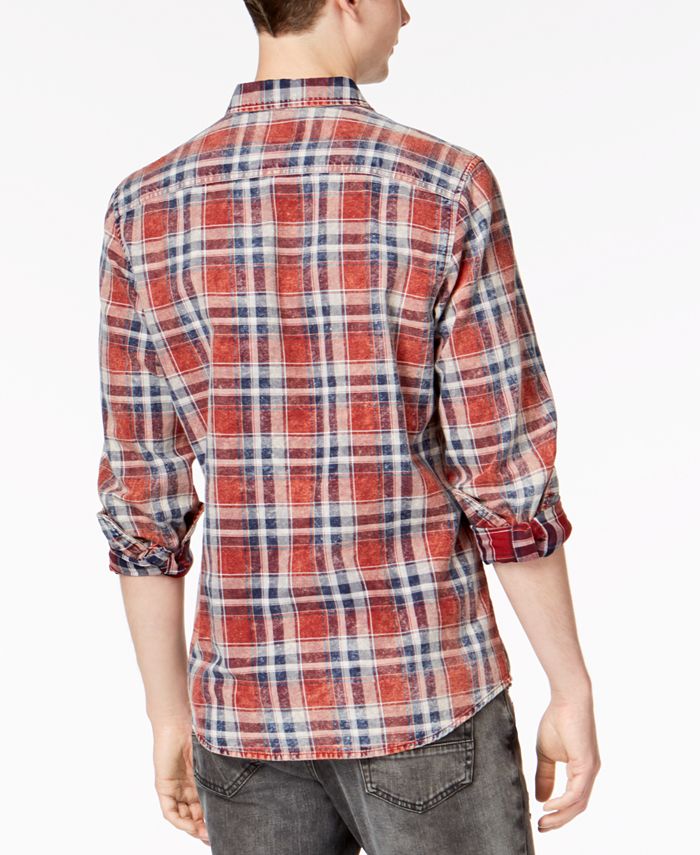American Rag Men's Distressed Plaid Shirt, Created for Macy's - Macy's