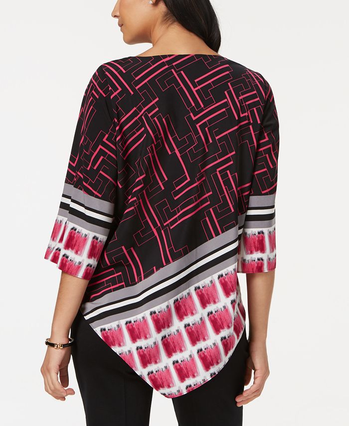 Alfani Printed V-Hem Top, Created for Macy's & Reviews - Tops - Women ...