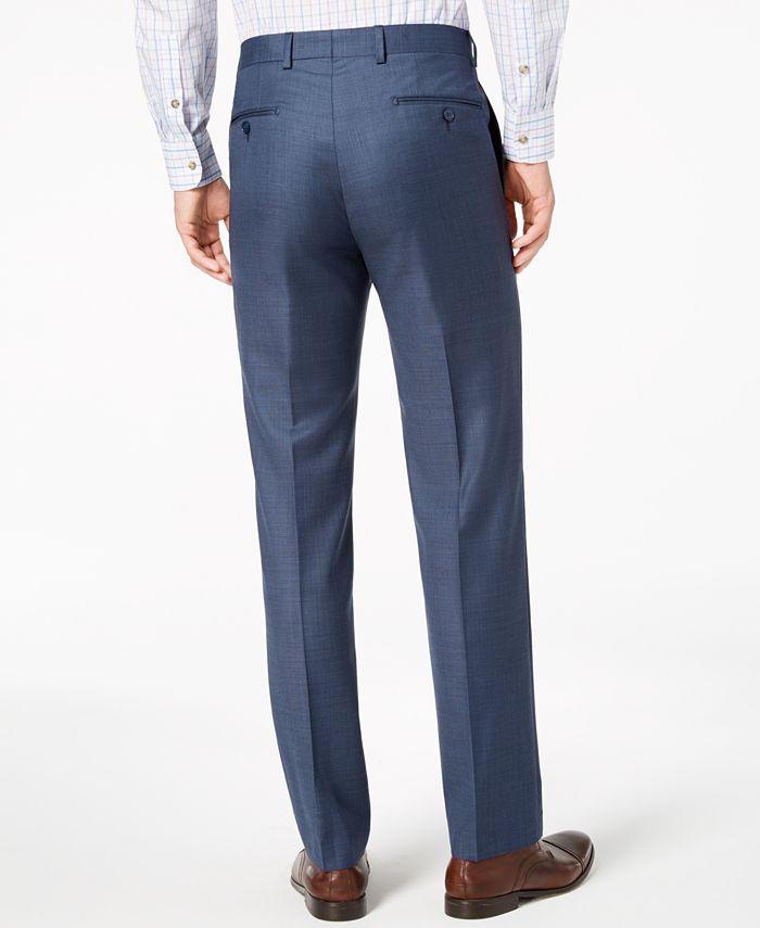 Calvin Klein Men's Classic-Fit Stretch Blue Neat Suit Pants - Macy's